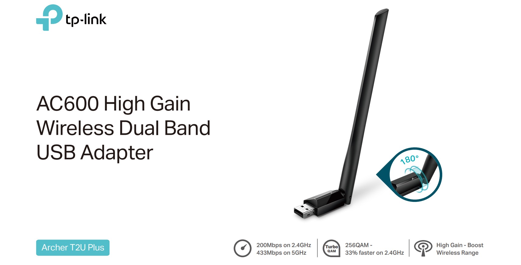 ADAPTER | TP-LINK ARCHER T2U PLUS AC600 HIGH GAIN WIRELESS DUAL BAND ...